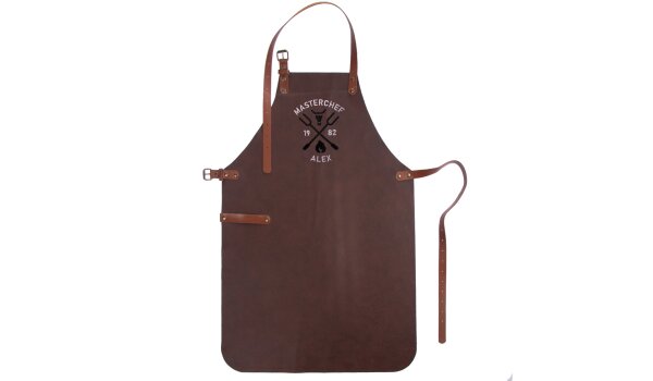 BBQ leather apron - masterchef with name | embroidered